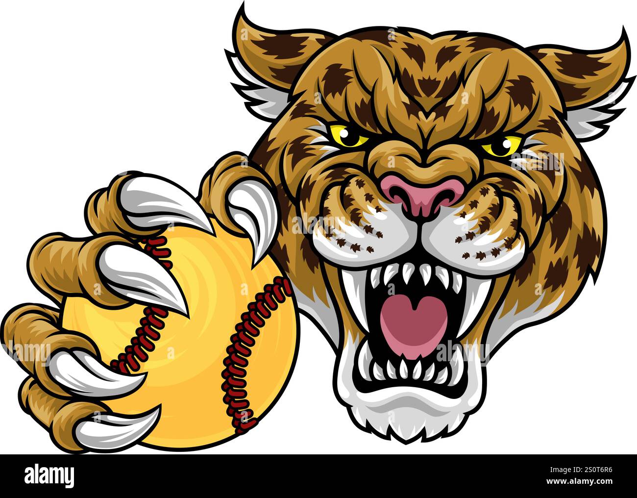 Jaguar Leopard Cheetah Panther Softball Mascot Stock Vector Image & Art ...