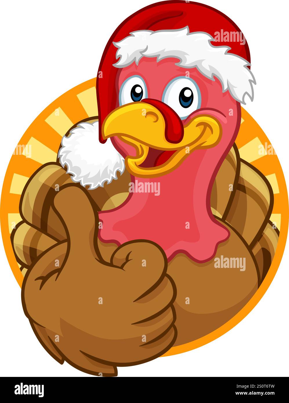 Turkey In Santa Hat Christmas Thanksgiving Cartoon Stock Vector Image ...