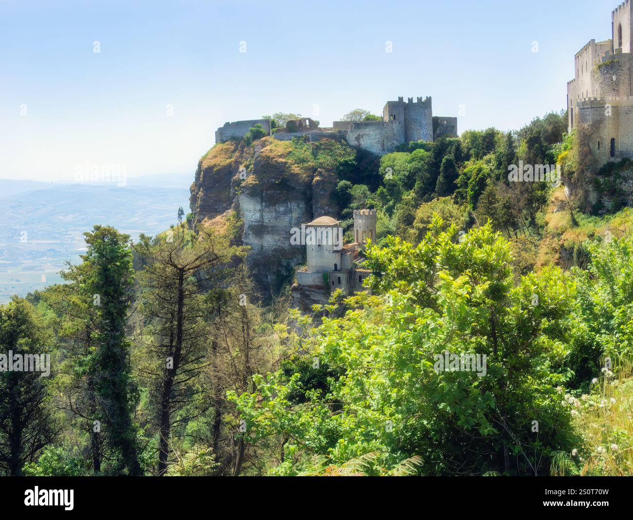 Medieval stone walls and towers of Venus Castle on Erice Mount ...