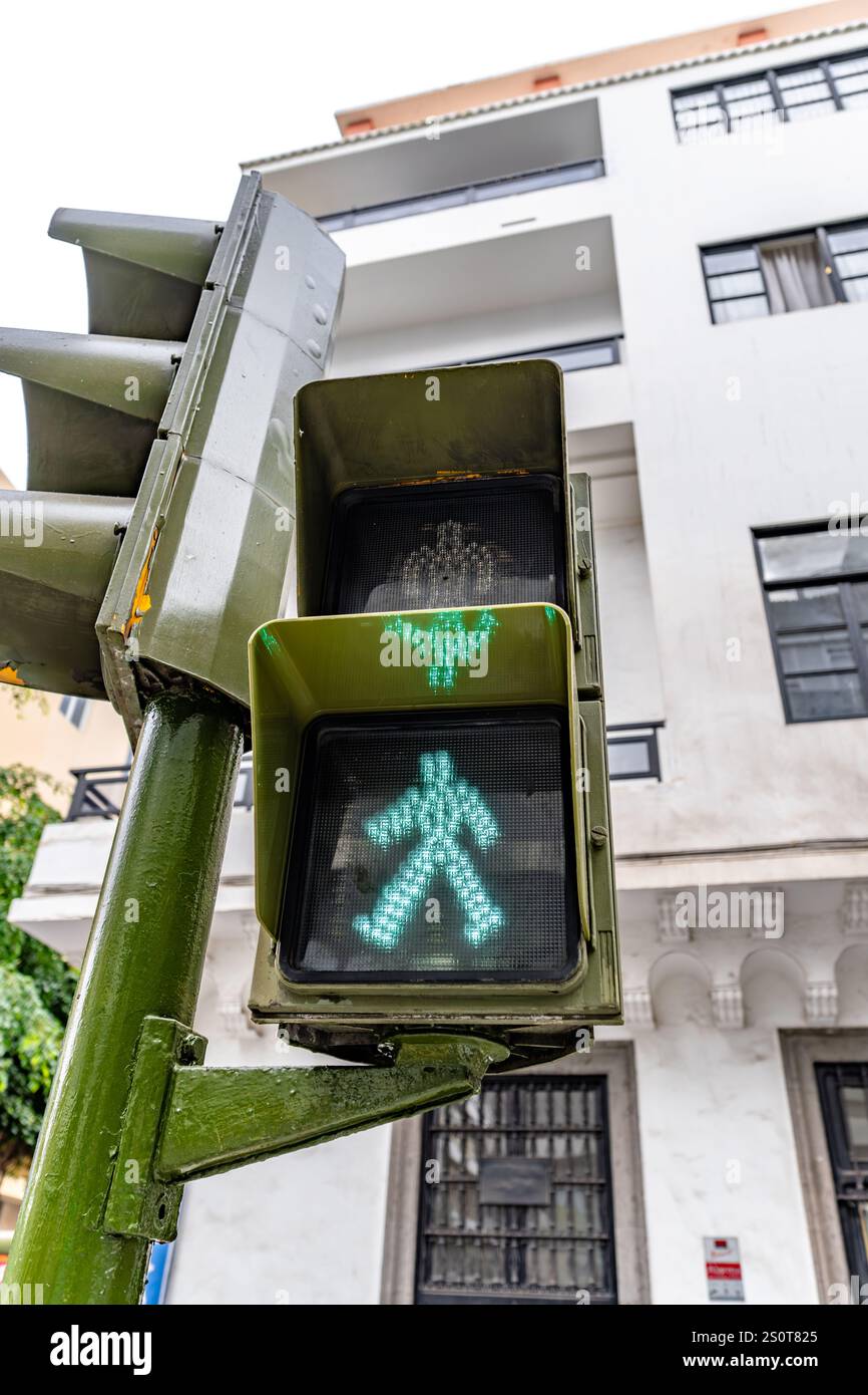 Green traffic light on a pole Stock Photo - Alamy