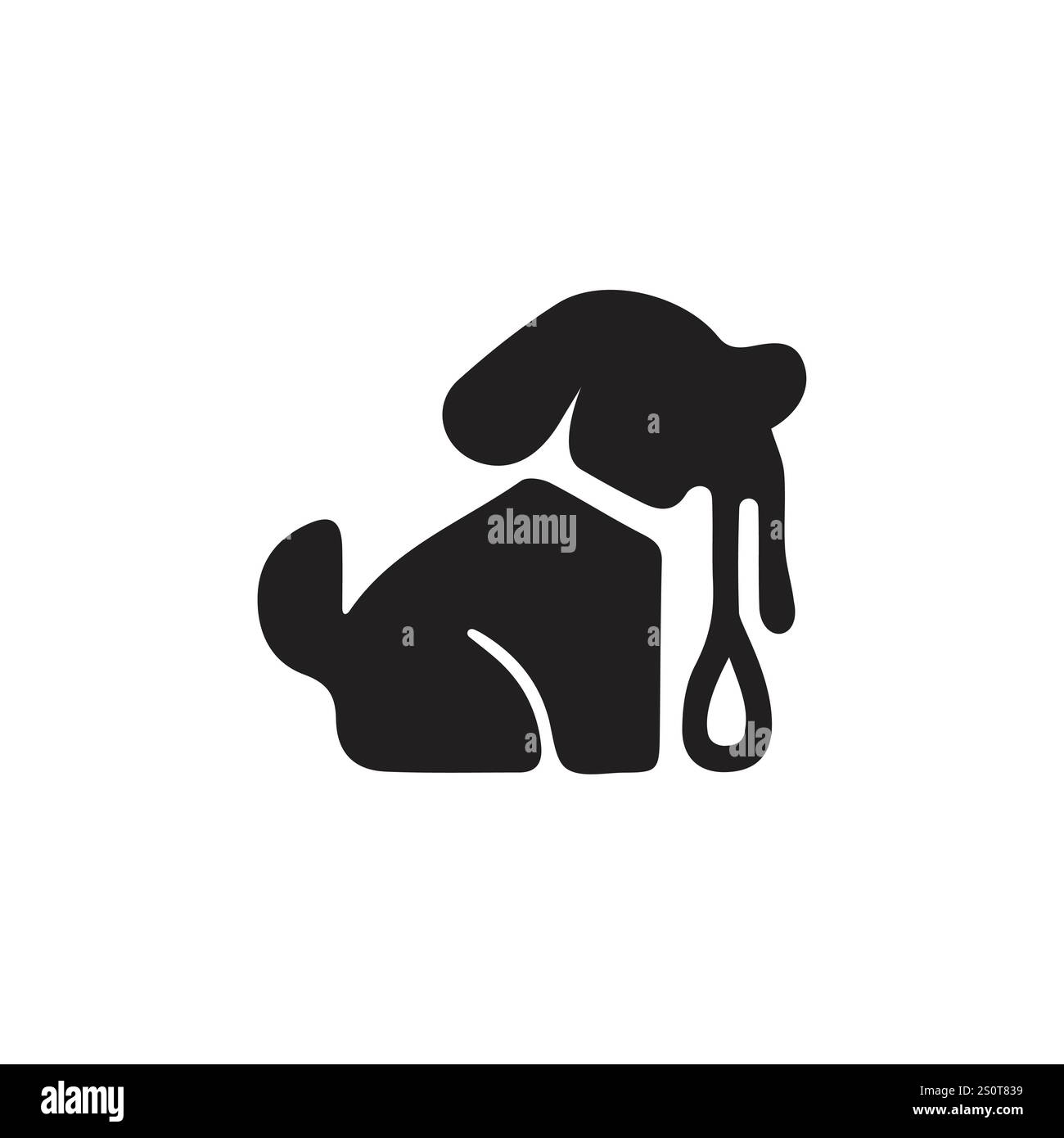 black dog silhouette on white background, Vector silhouette of dog on ...