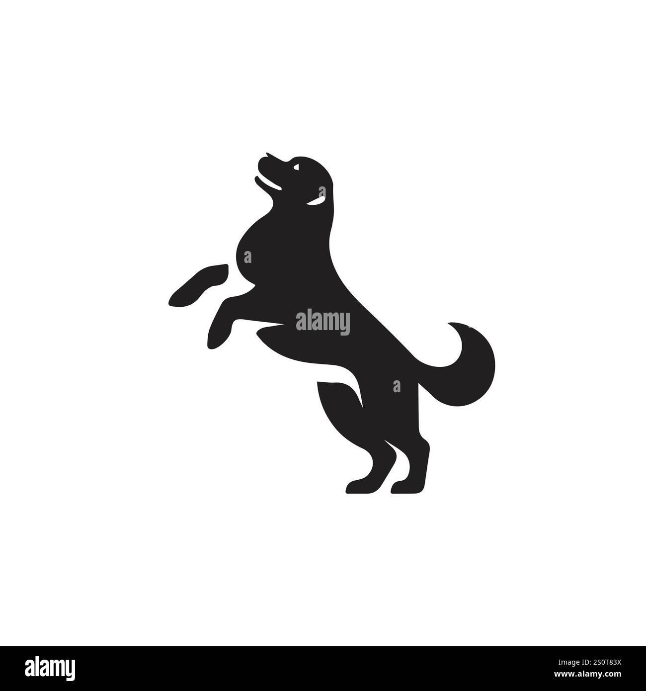 black dog silhouette on white background, Vector silhouette of dog on ...