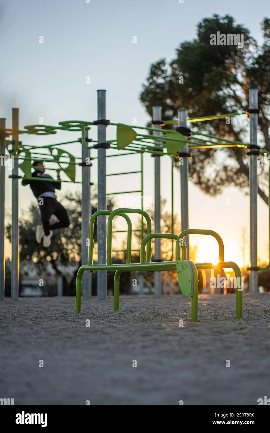 street fitness park for workout and calisthenics area, sport equipment ...