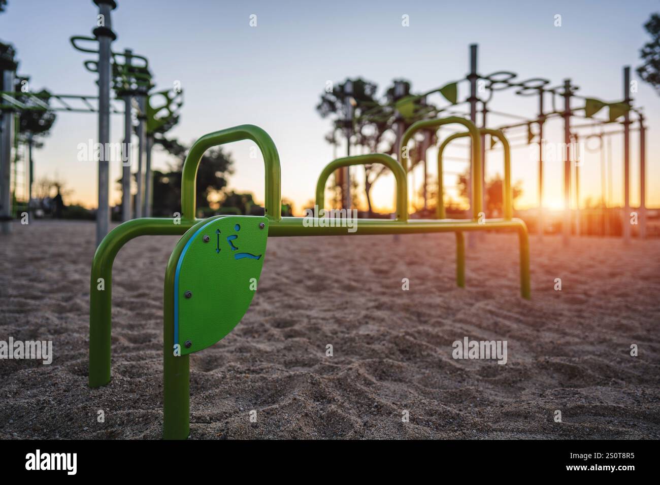 street fitness park for workout and calisthenics area, sport equipment ...