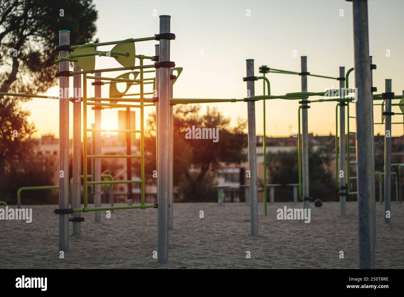 street fitness park for workout and calisthenics area, sport equipment ...