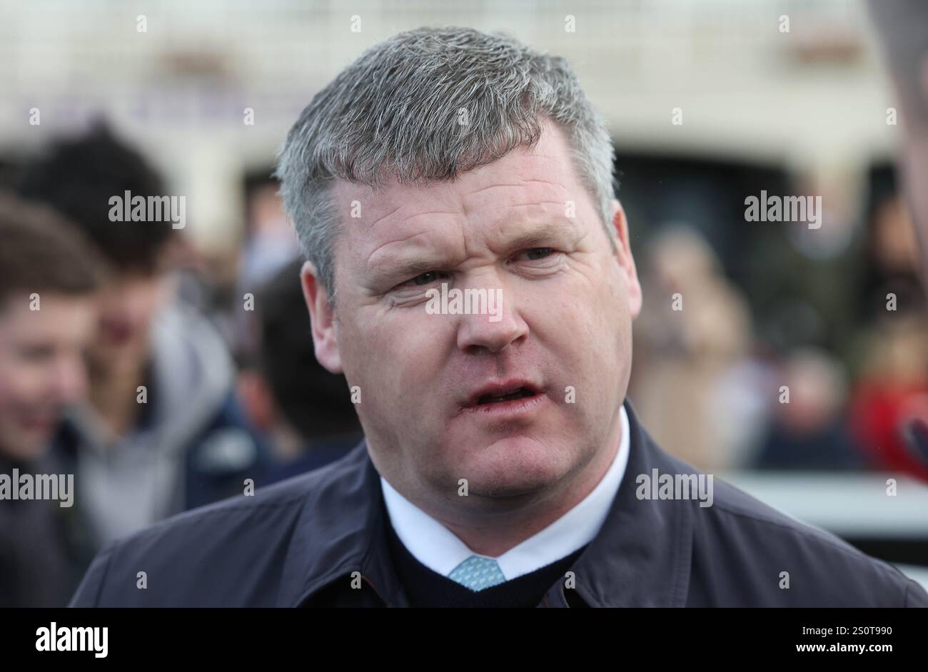 Trainer Gordon Elliott is interviewed after The Enabler with Sam Ewing ...