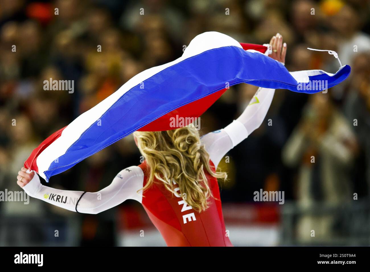 HEERENVEEN - Joy Beune cheers after winning the Dutch all-round speed ...