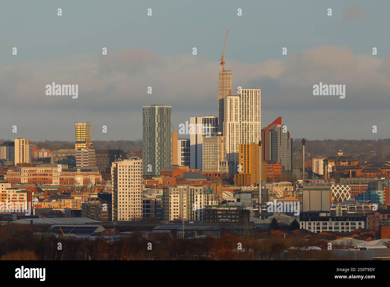 A distant view of Leeds City Centre,West Yorkshire, with various new ...