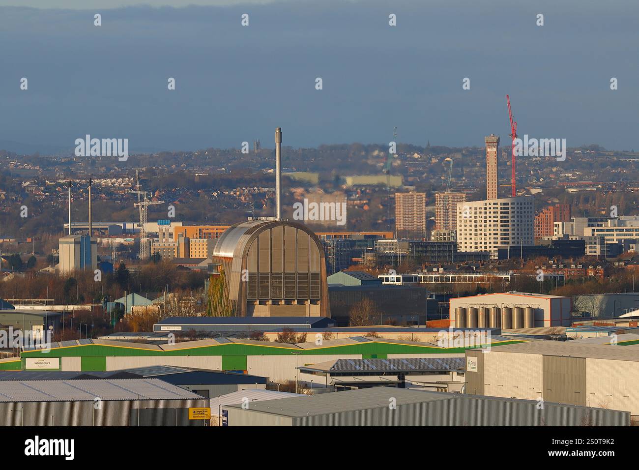 A distant view of Leeds City Centre,West Yorkshire, with various new ...