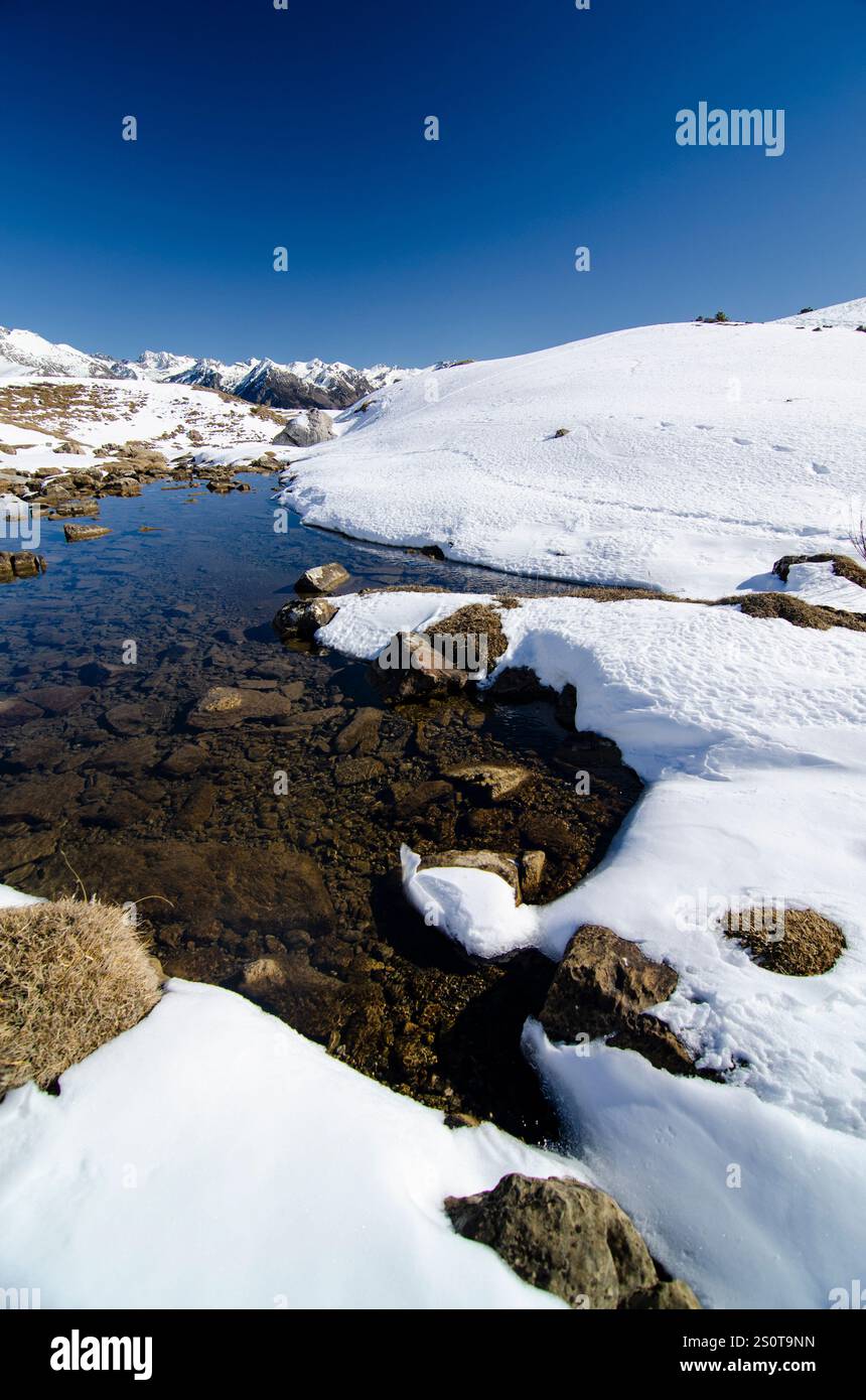 Snowed area of La Partacua, in Tena Valley, Huesca Pyrenees, Aragon ...