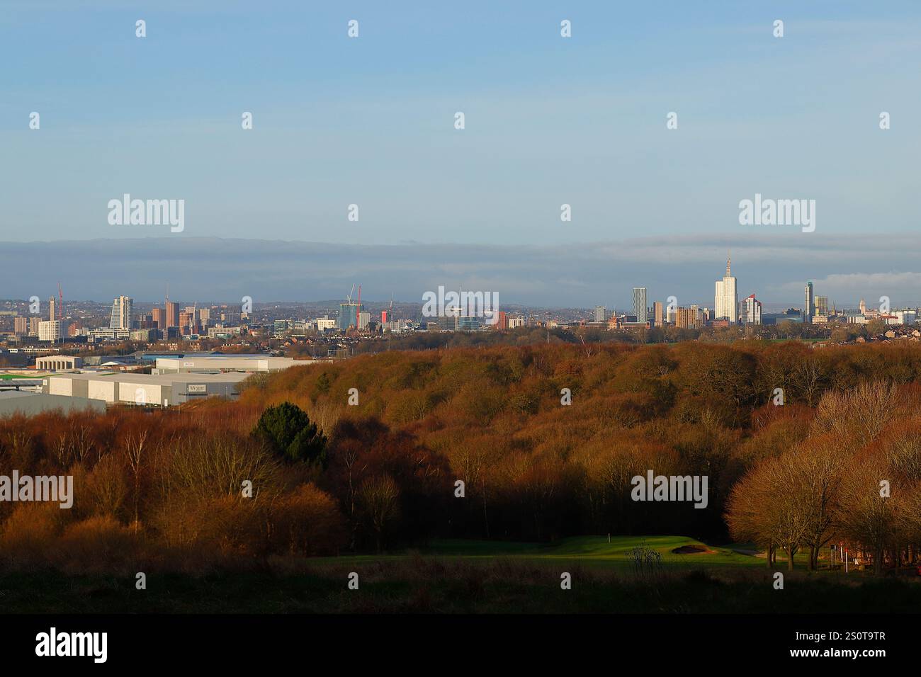 A distant view of Leeds City Centre,West Yorkshire, with various new ...