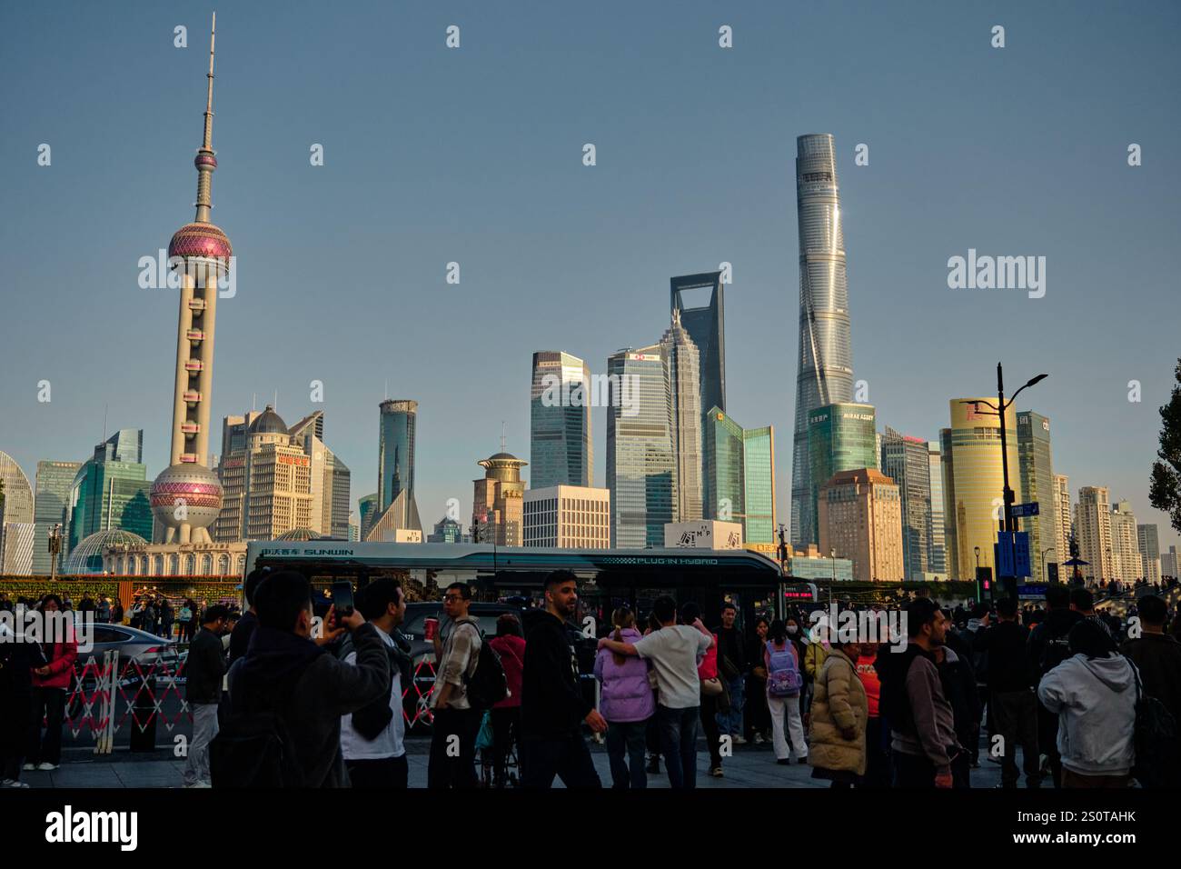 Shanghai, China 12.01.2024: Crowd of people in the Pudong District ...