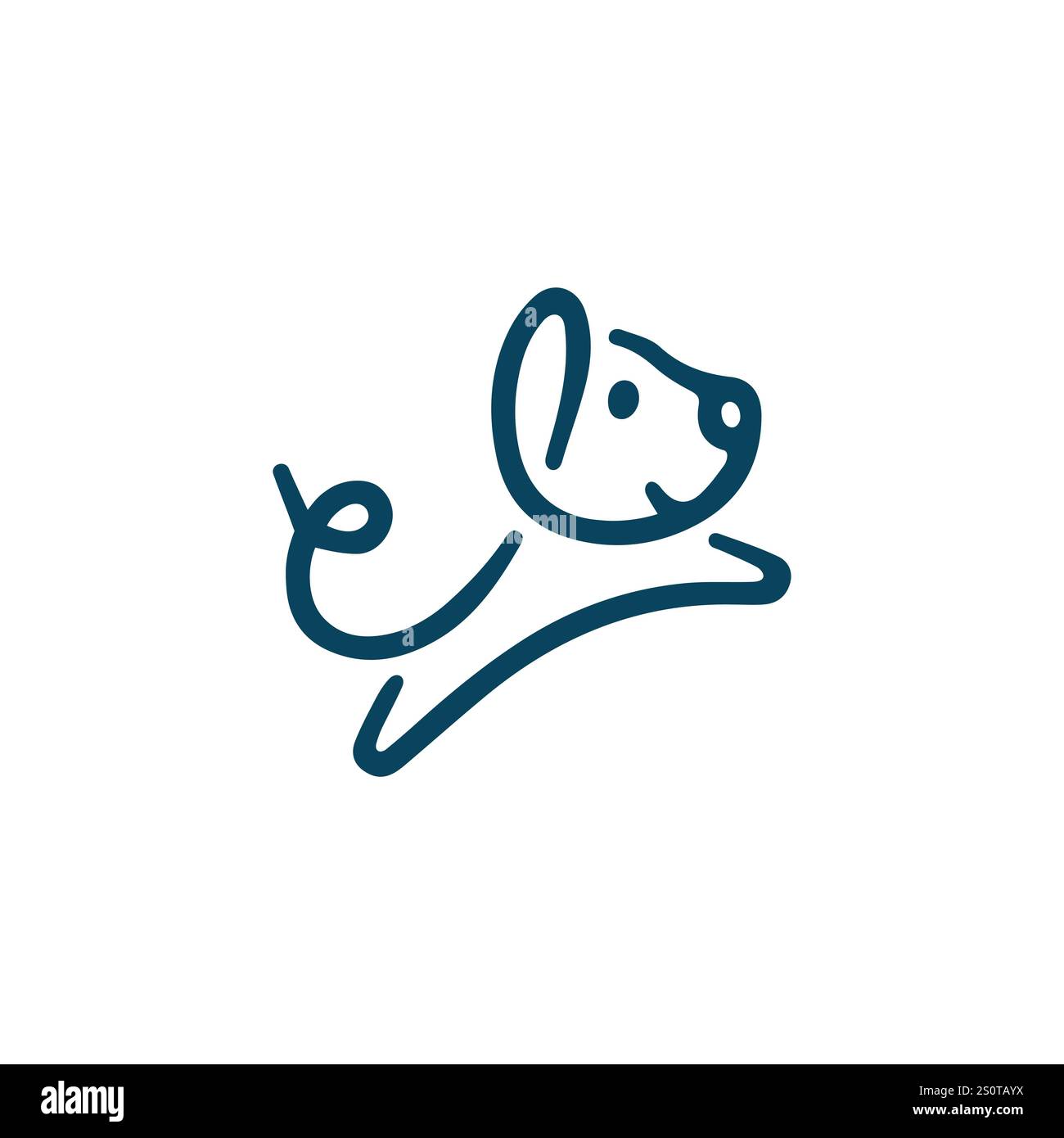 Vector silhouette of dog on white background, black dog silhouette on ...