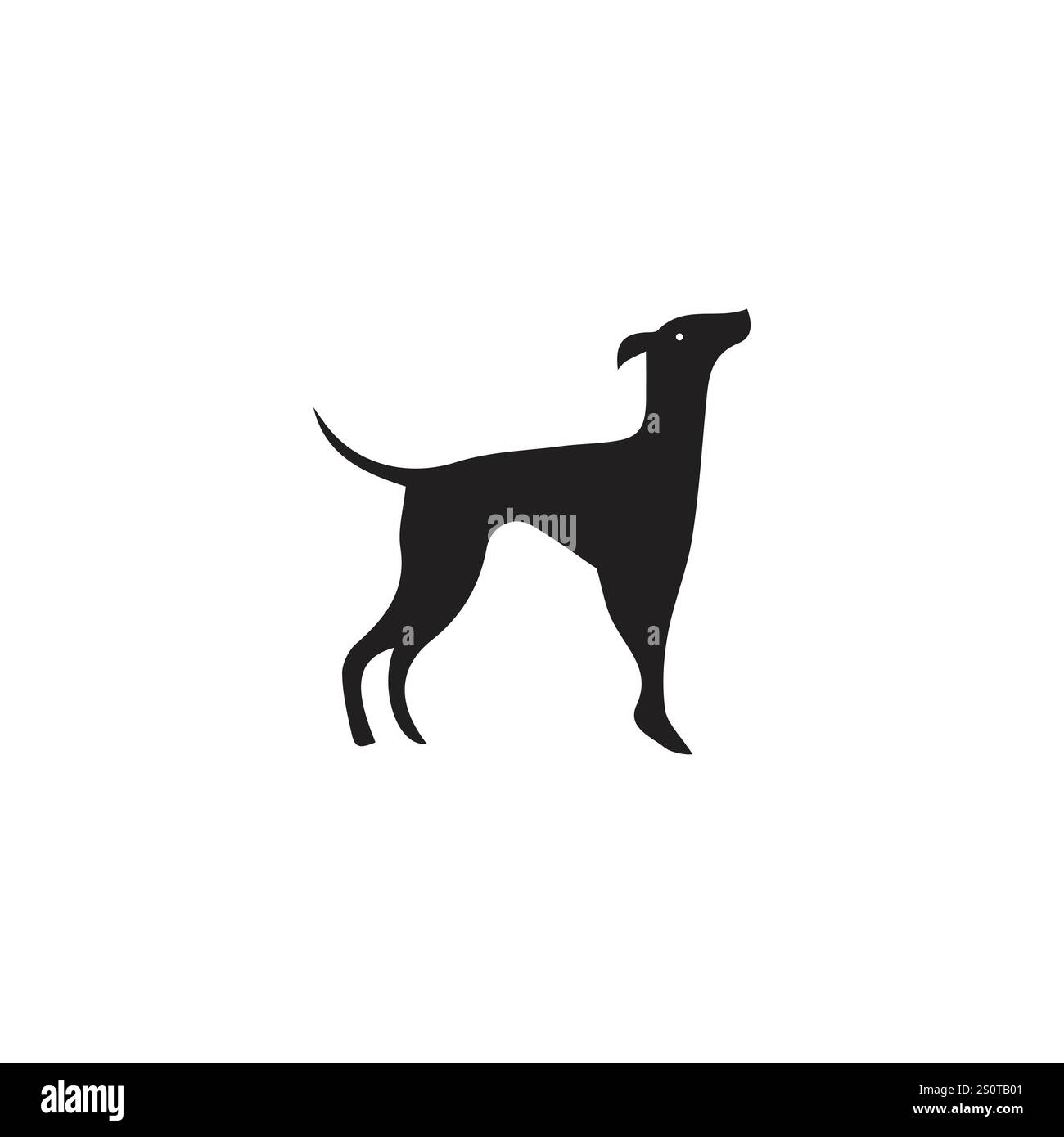 Vector silhouette of dog on white background, black dog silhouette on ...