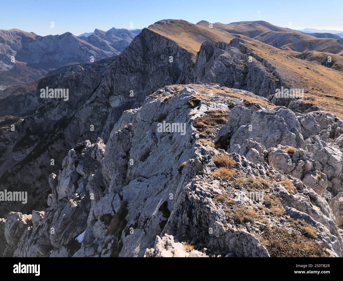 Hiking on Volujak mountain, North crag, Bosnia Stock Photo - Alamy