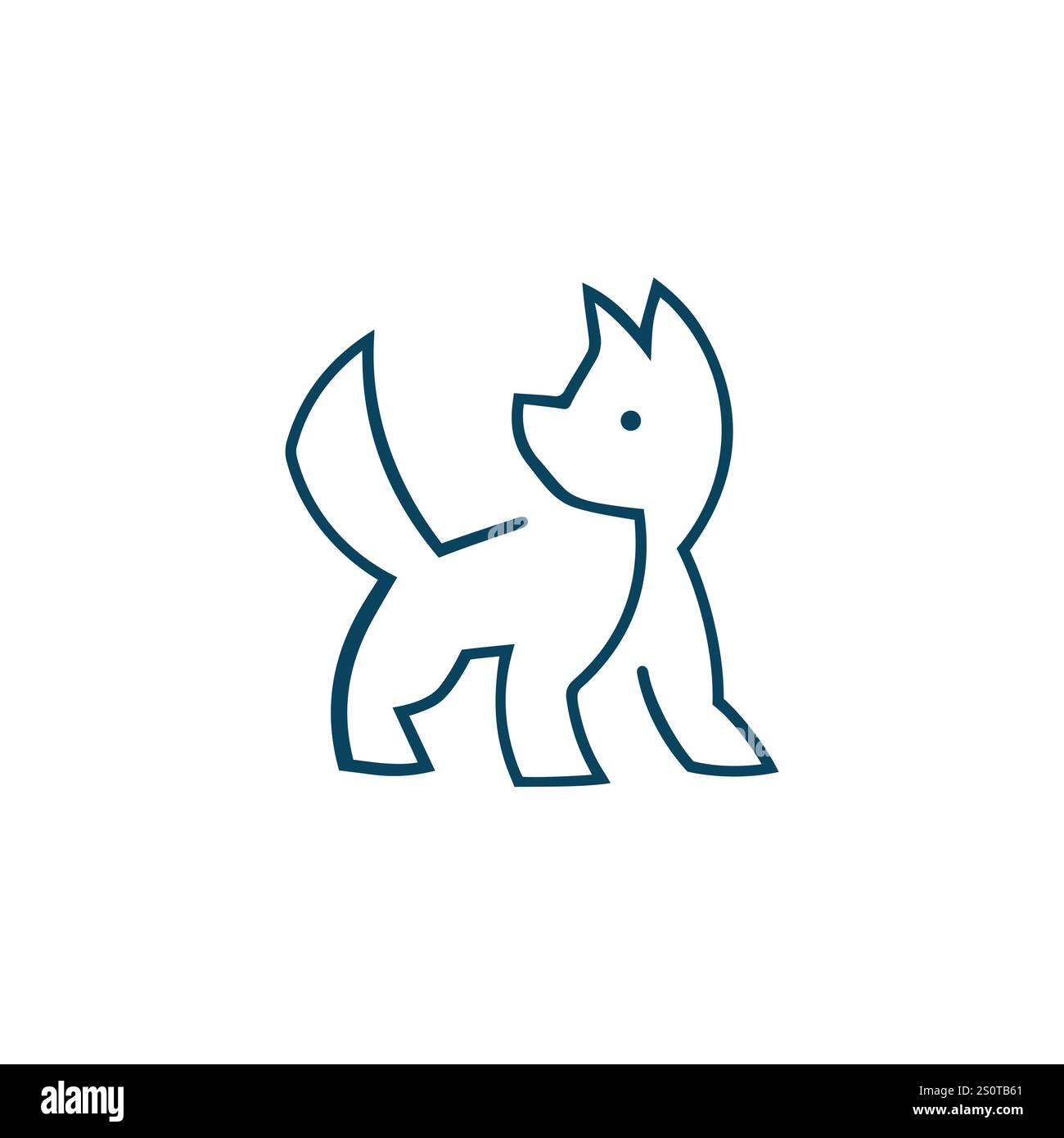 Vector silhouette of dog on white background, black dog silhouette on ...