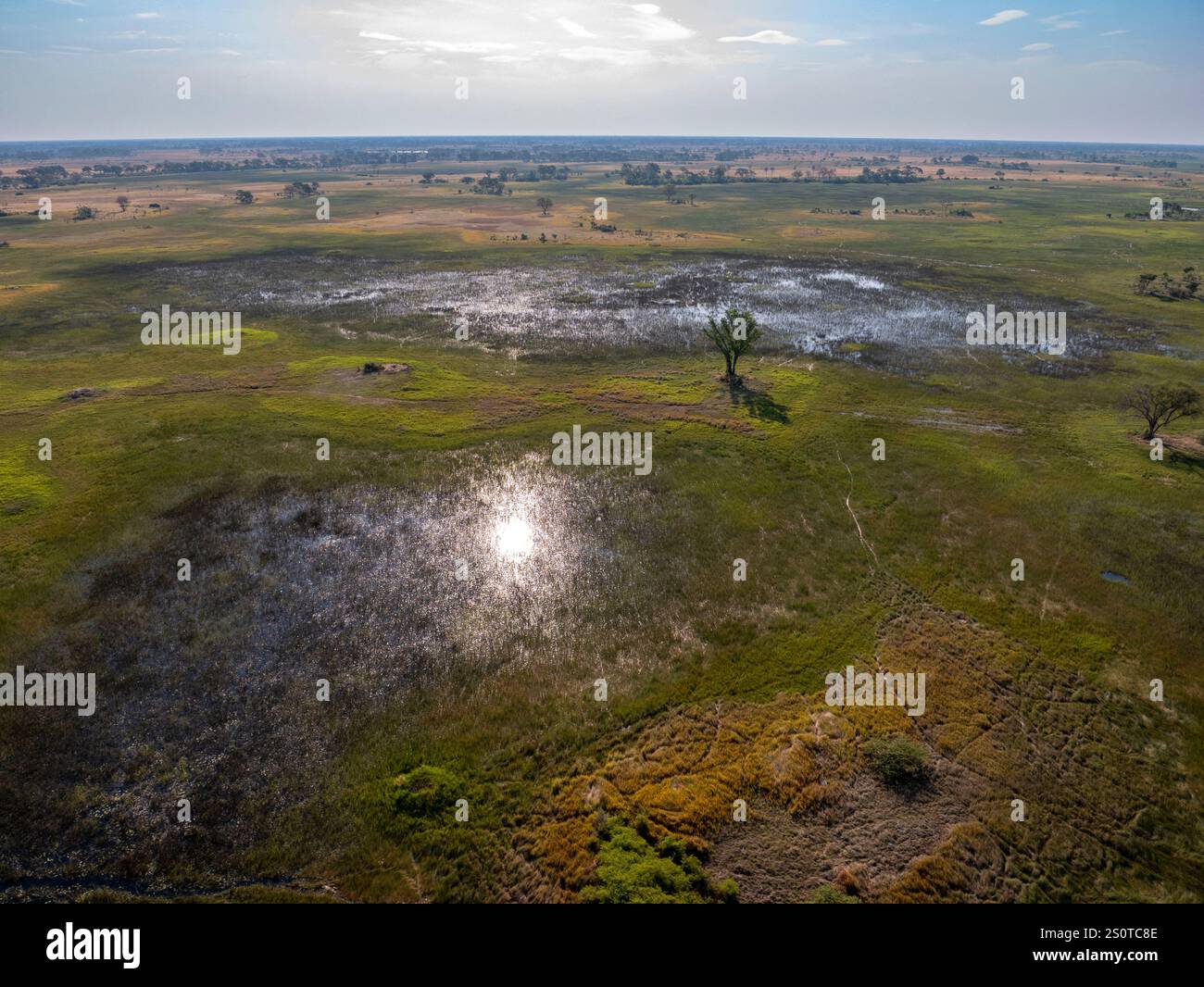 Landscape in Botswana from the air. Flight from Maun into the Okavango ...