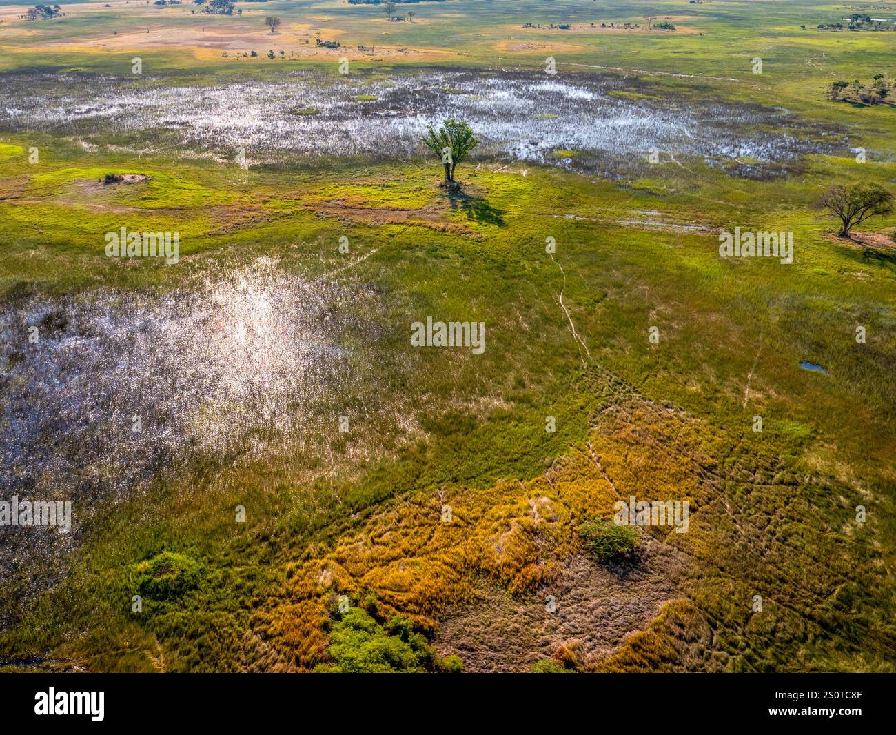 Landscape in Botswana from the air. Flight from Maun into the Okavango ...