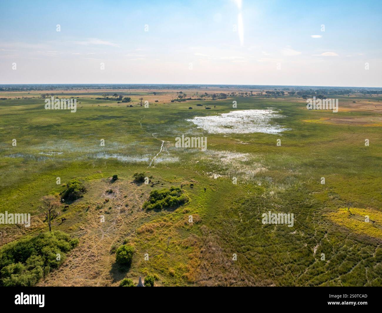 Landscape in Botswana from the air. Flight from Maun into the Okavango ...