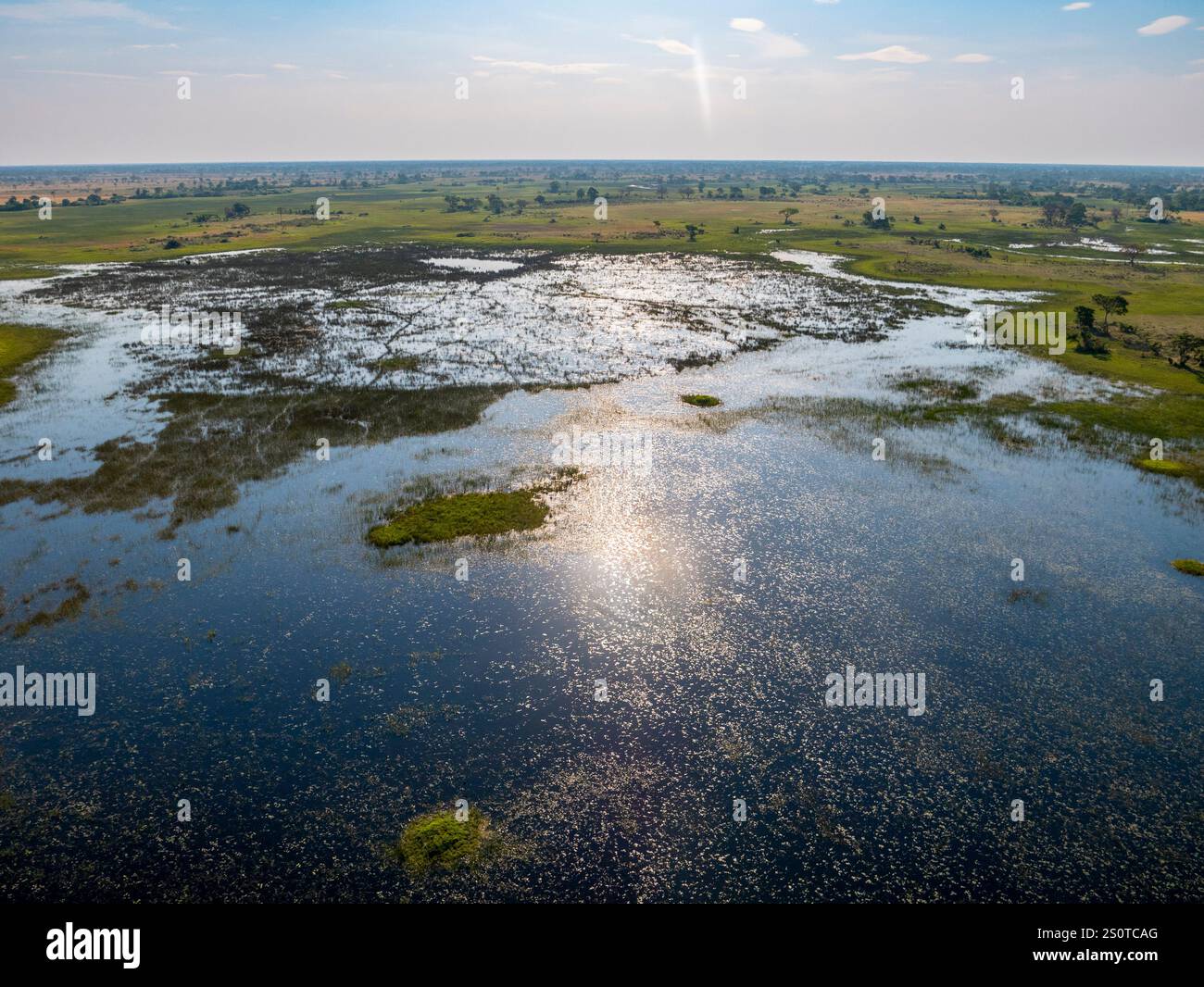 Landscape in Botswana from the air. Flight from Maun into the Okavango ...