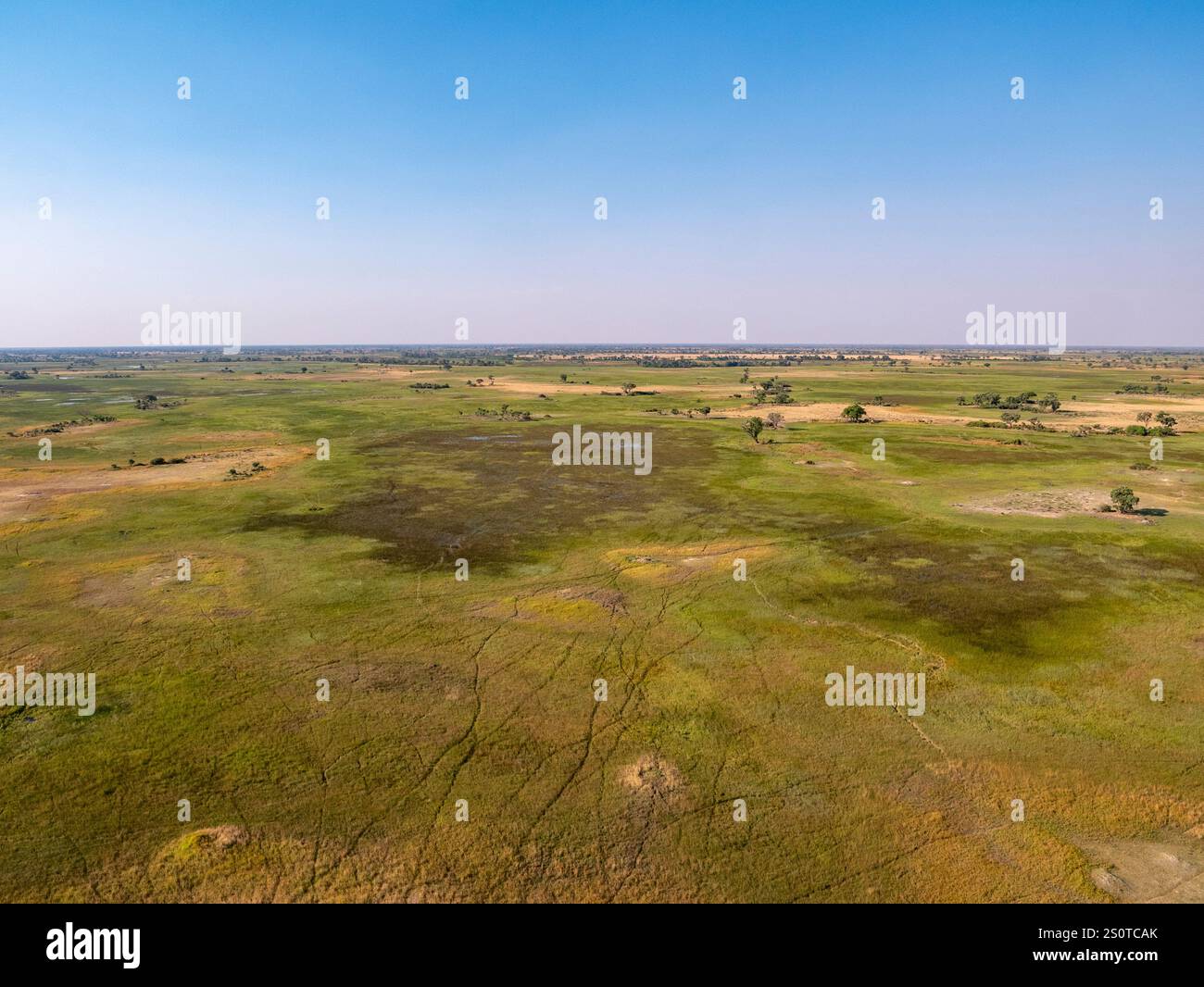 Landscape in Botswana from the air. Flight from Maun into the Okavango ...