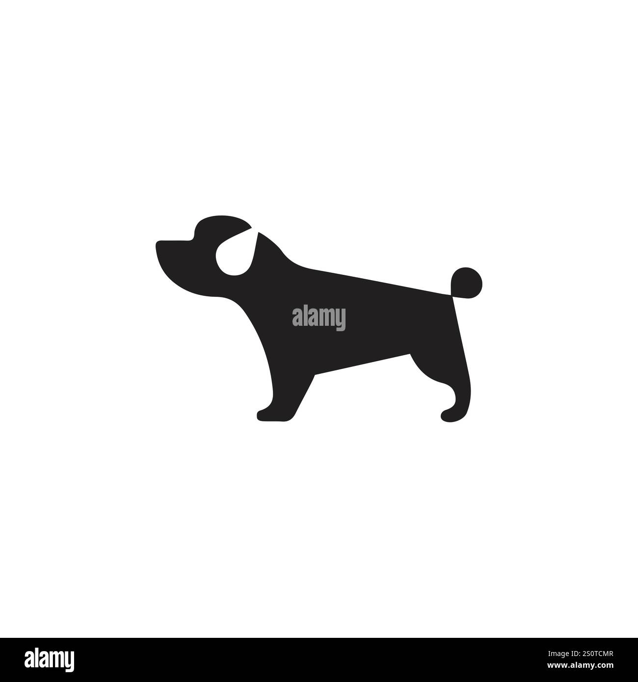 black dog silhouette on white background, Vector silhouette of dog on ...