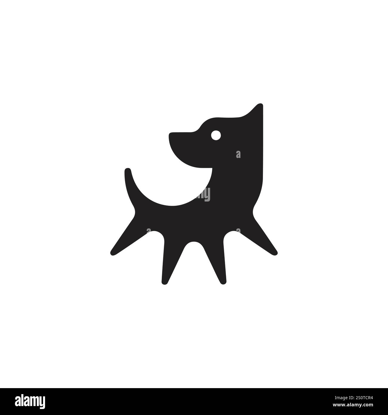 black dog silhouette on white background, Vector silhouette of dog on ...