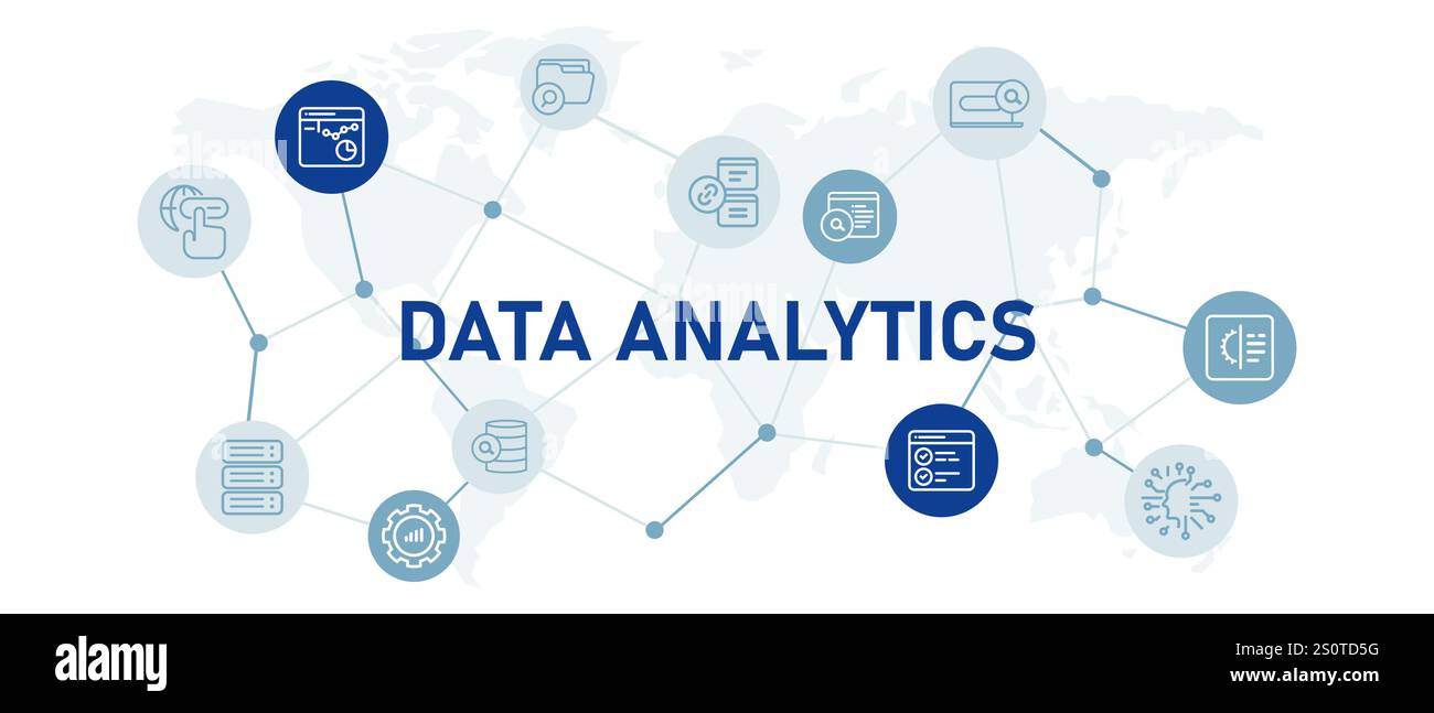 Data analytics icon illustration of large data analysis interpretation ...