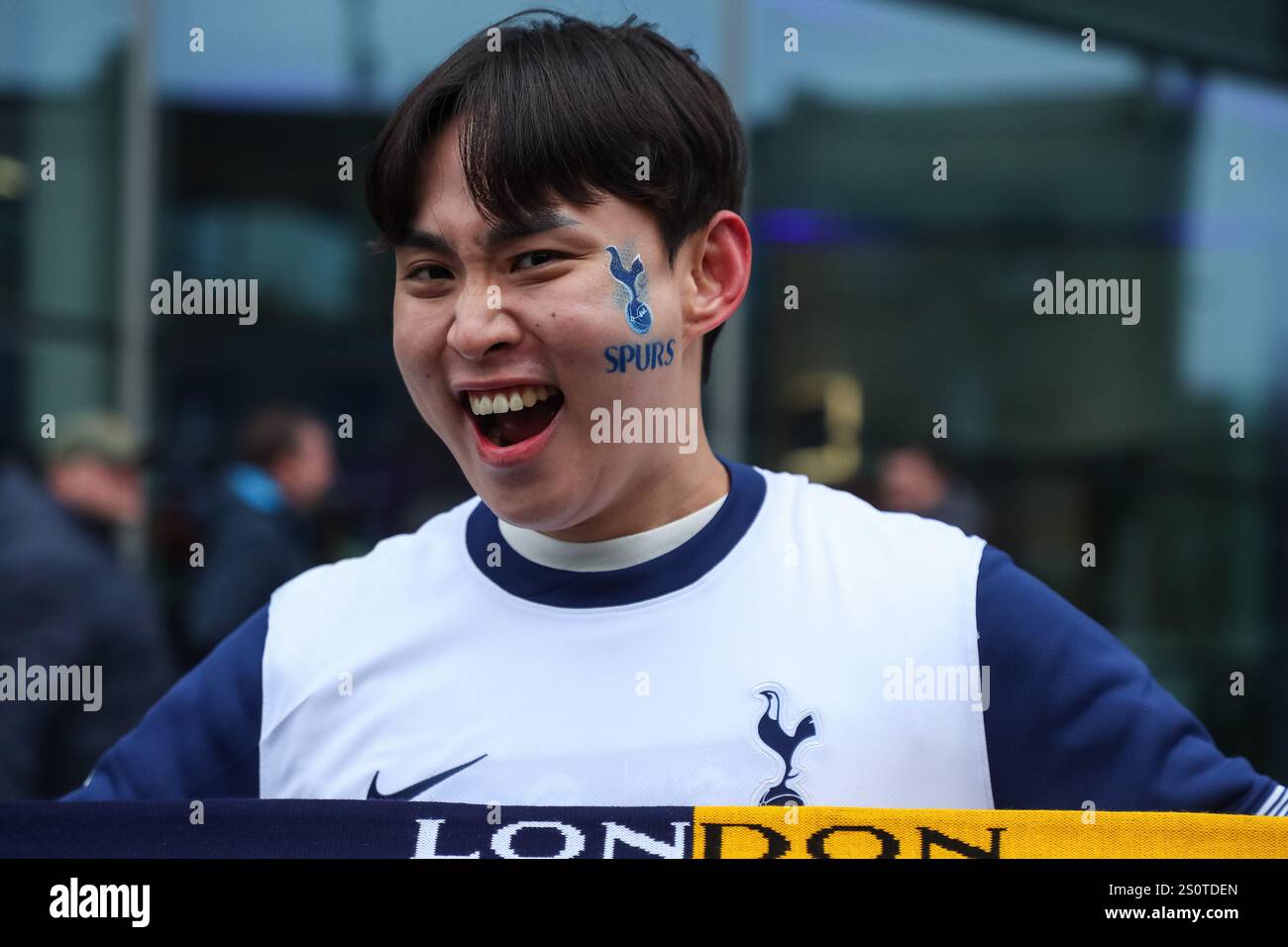 Tottenham fan with a Spurs face paint during the Premier League match ...