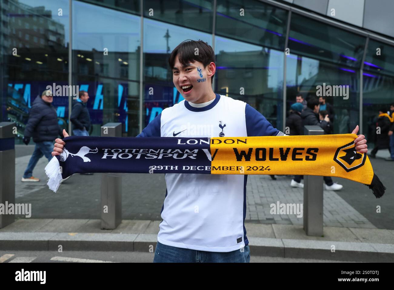 Tottenham fan with a Spurs face paint during the Premier League match ...