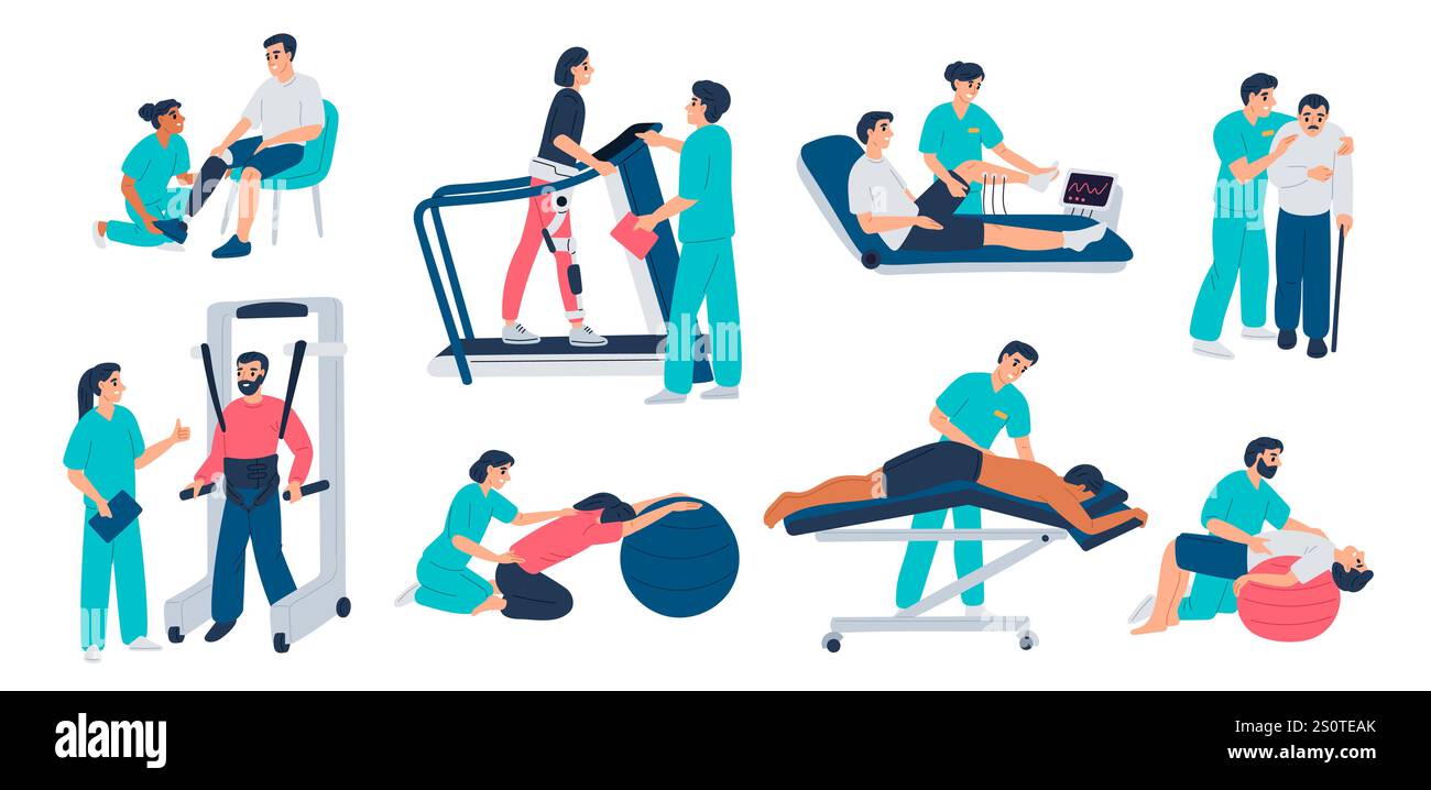 Patients on physical therapy. People develop muscles. Healthy life ...