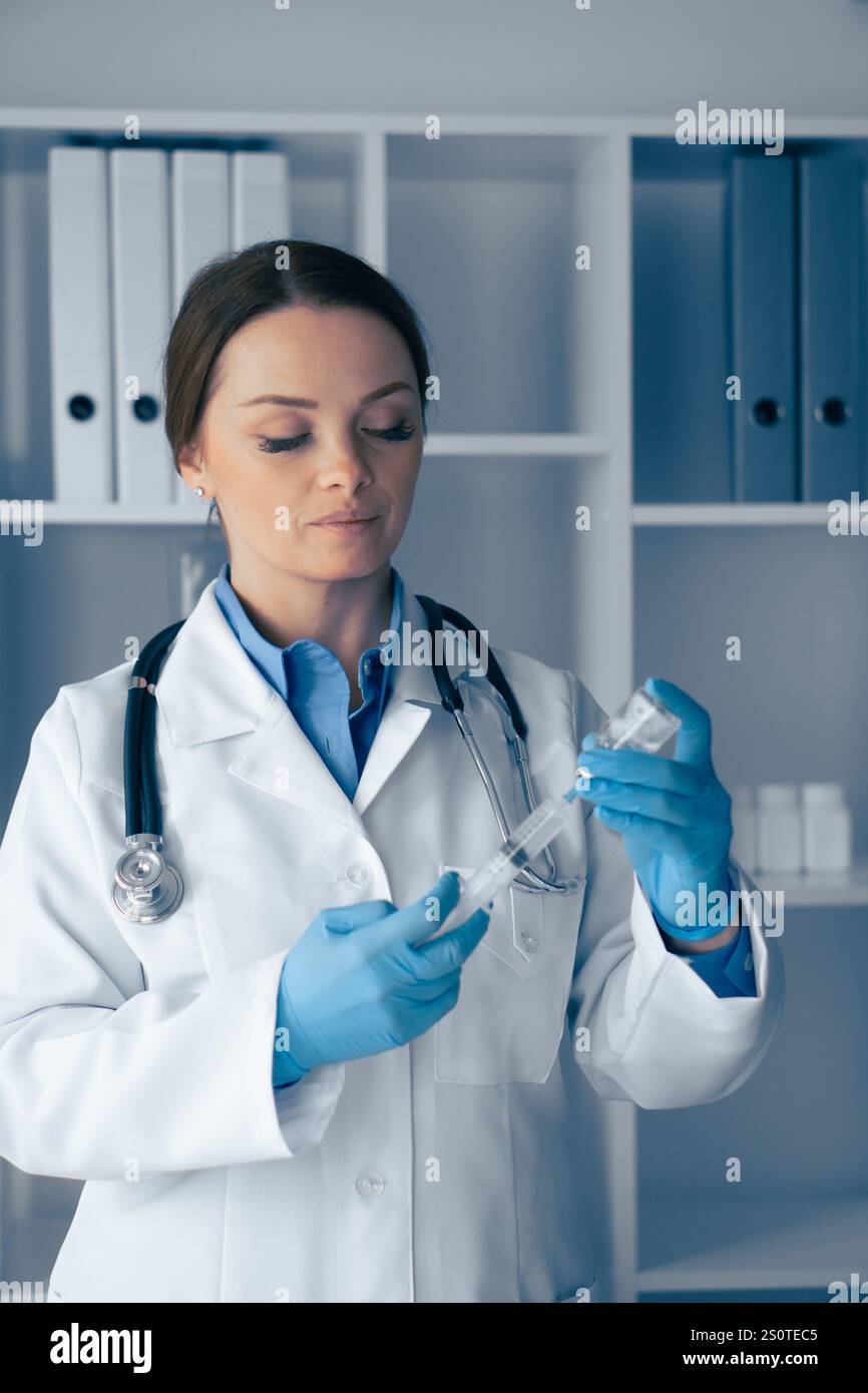 A medical professional is currently engaged in the important task of ...