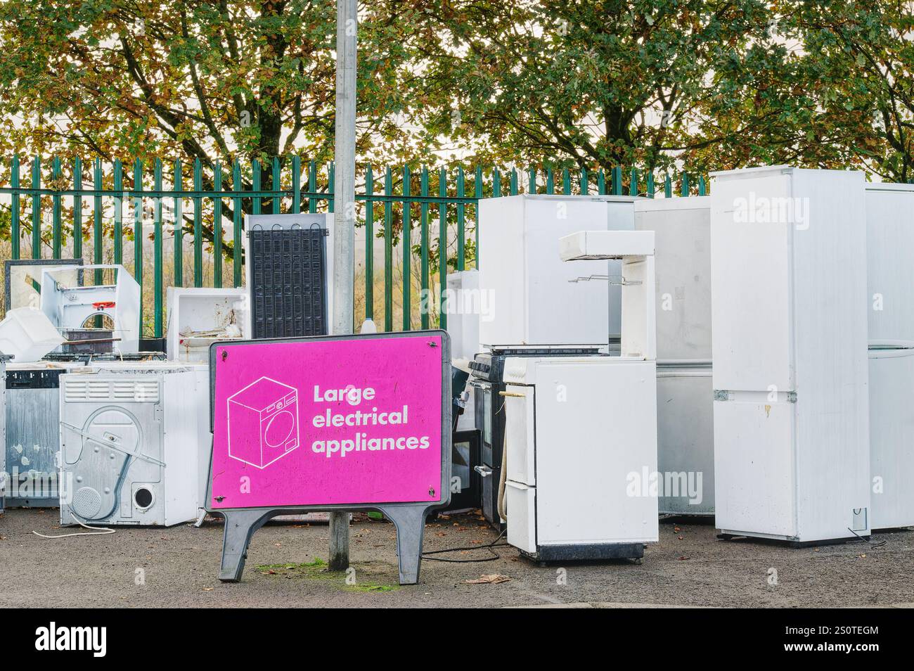Old fridges freezers wash machines and kitchen appliances at rubbish ...