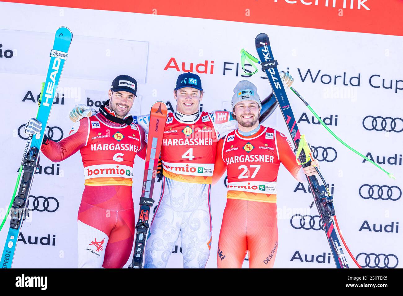 Podium with MOELLER Fredrik NOR, KRIECHMAYR Vincent AUT and MONNEY ...