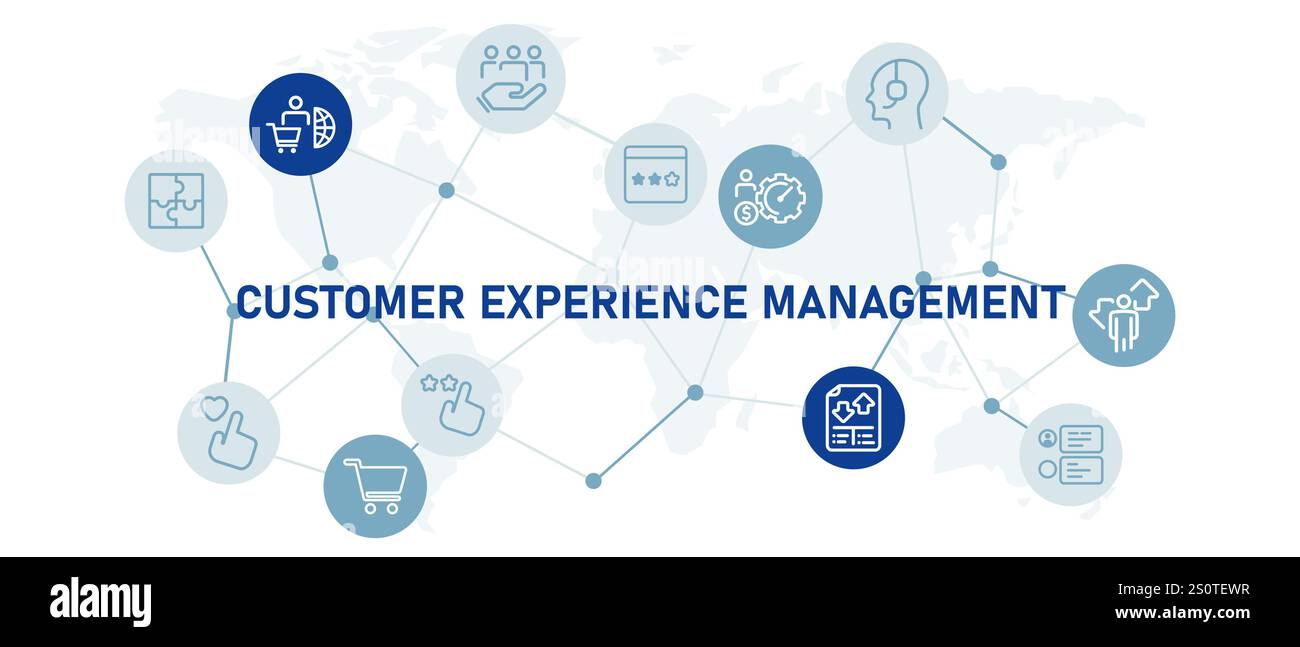 Customer experience management illustration with icon set planning ...