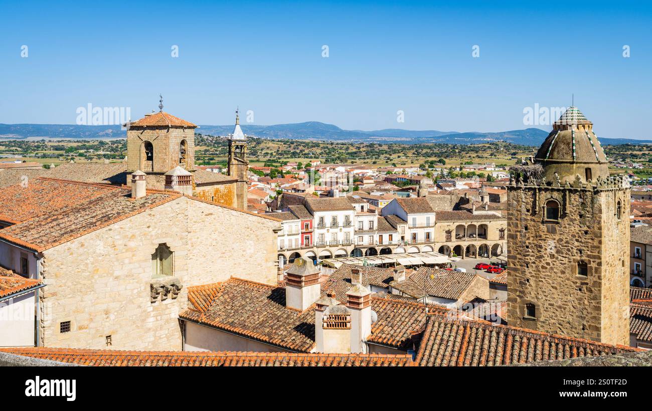 Old and monumental center of the city of Caceres, in Extremadura Stock ...