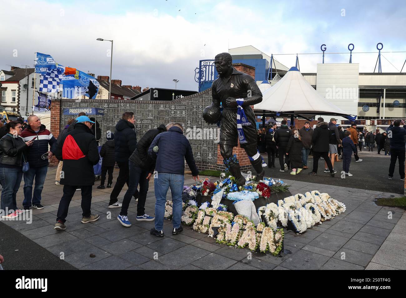 Everton fans outside Goodison Park during the Premier League match ...