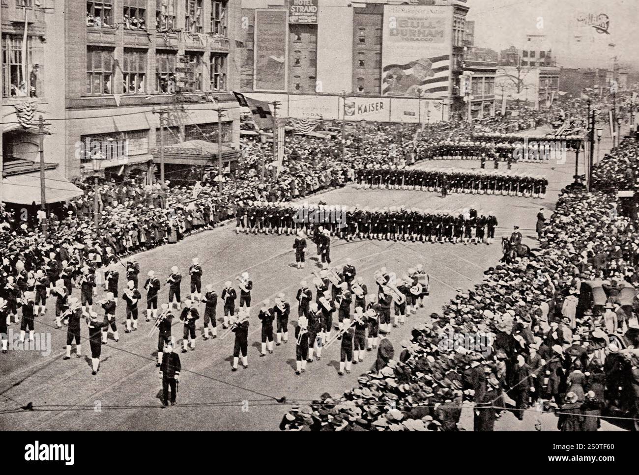 A War Time parade on the streets of Cleveland, Ohio during World War I ...