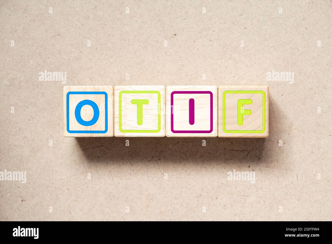Alphabet letter block in word OTIF (abbreviation of On Time In Full) on ...