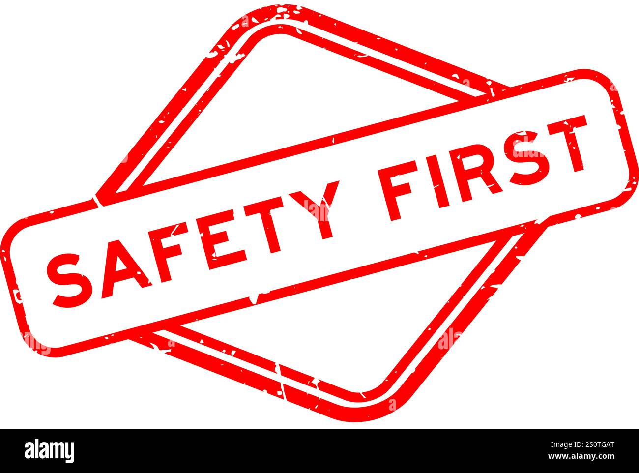 Grunge red safety first word rubber seal stamp on white background ...