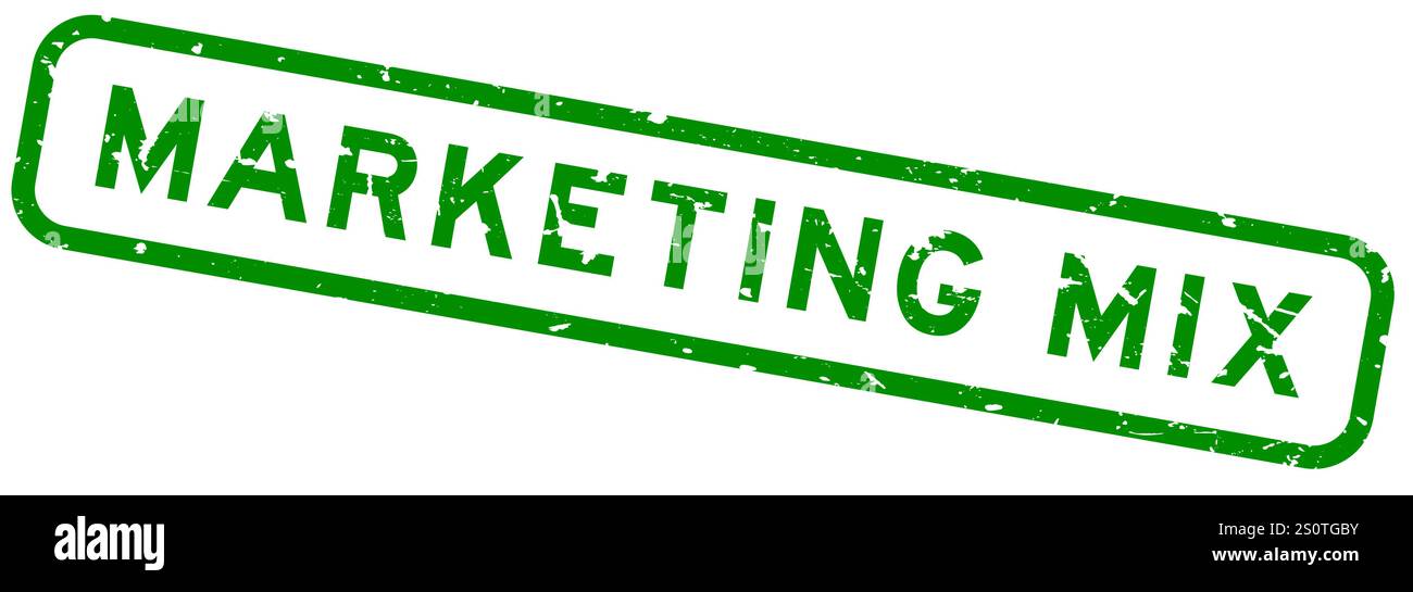 Grunge green marketing mix word square rubber seal stamp on white ...