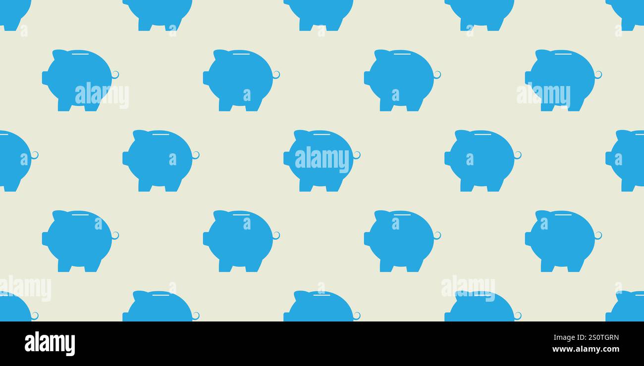 Lots of Blue Piggy Bank Symbols Pattern Design - Seamless Texture on ...
