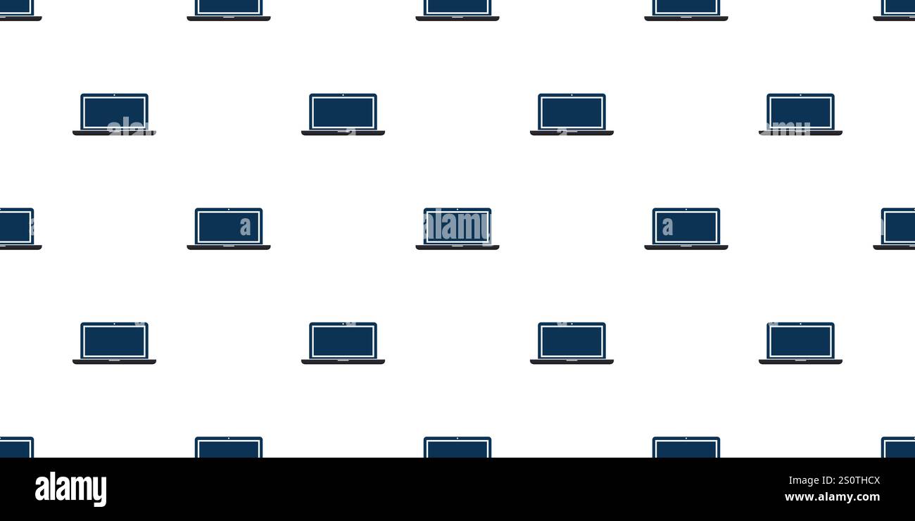 Lots of Simple Dark Blue Minimalist Laptops - Seamless Pattern on a ...