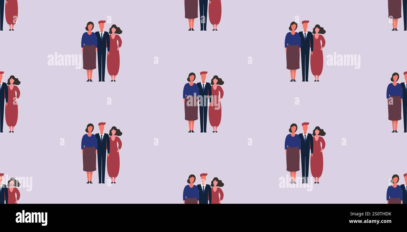 Family Avatar Symbols Texture, Seamless Pattern Background with Groups ...