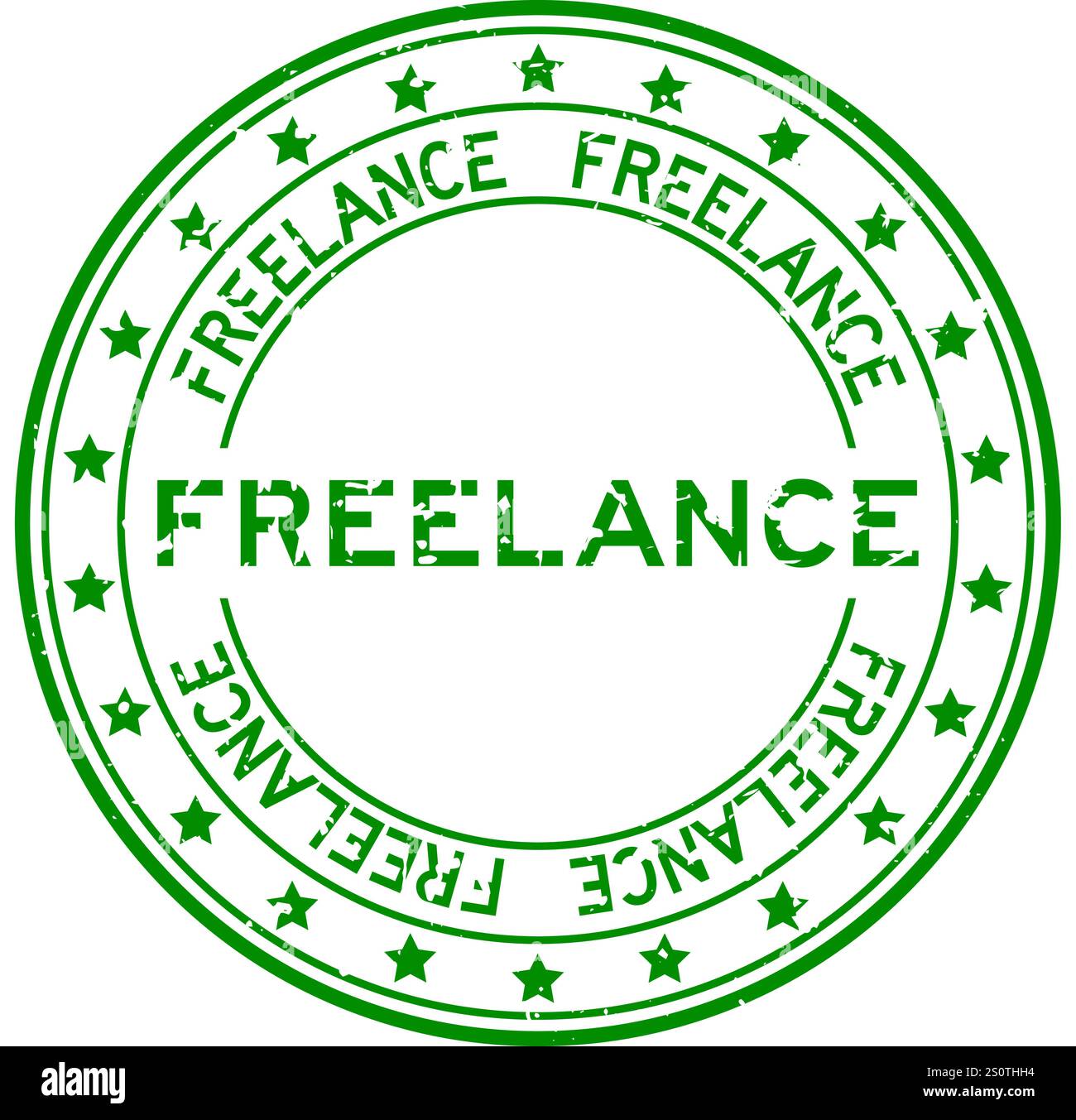 Grunge green freelance word round rubber seal stamp on white background ...