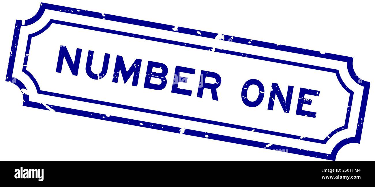 Grunge blue number one word rubber seal stamp on white background Stock ...