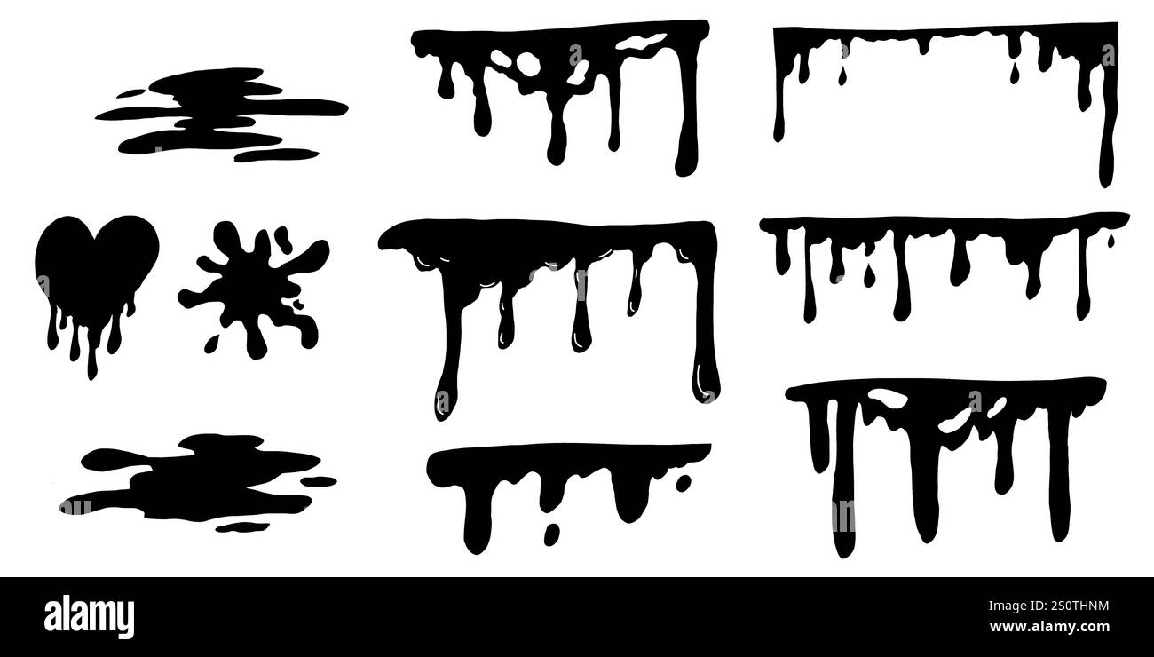 Paint drip splatter, liquid stain fluid ink droplet. Graffiti splash ...