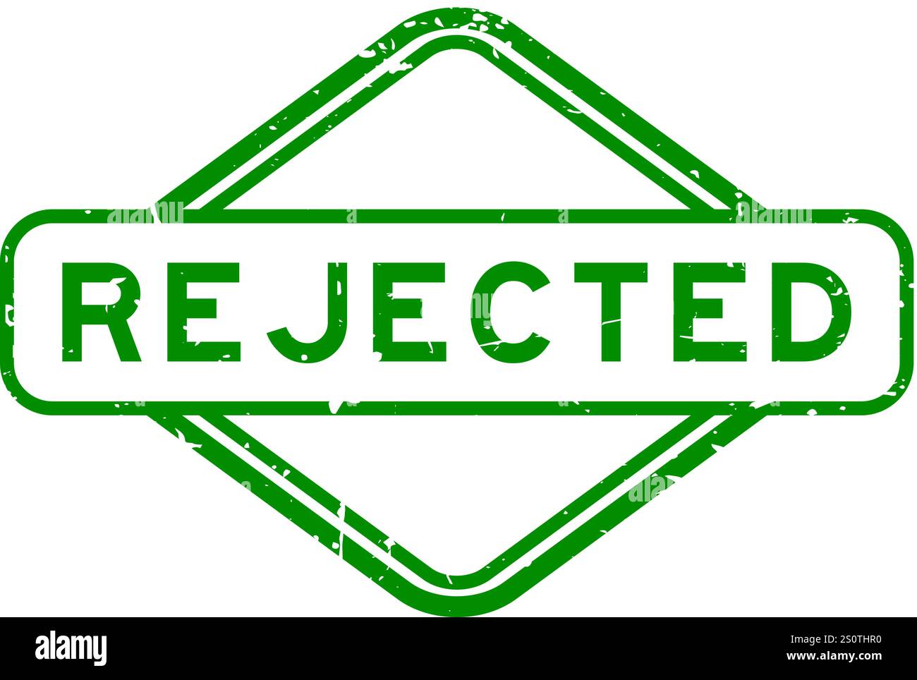 Grunge green rejected word rubber seal stamp on white background Stock ...