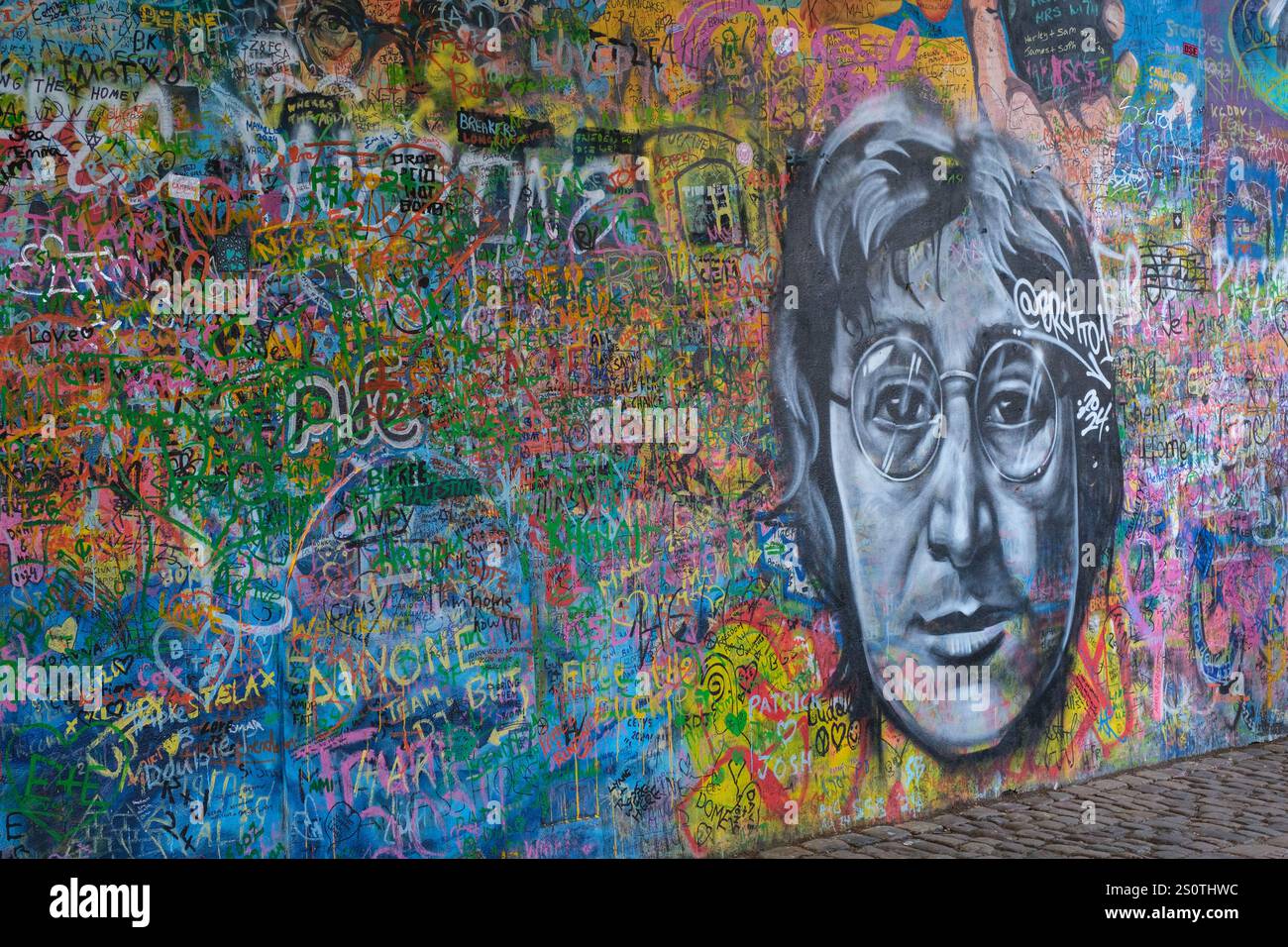 John Lennon Wall Graffiti, Prague, Czechia, Czech Republic Stock Photo ...