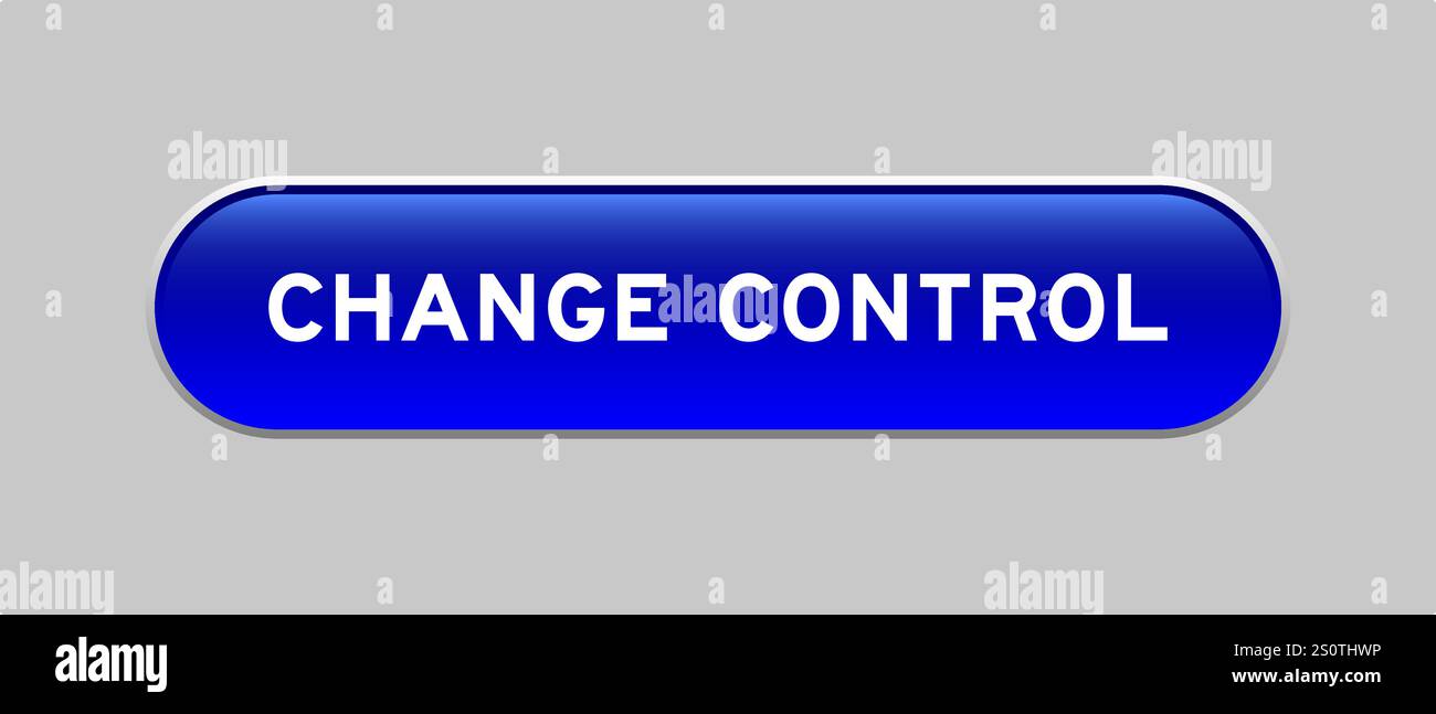 Blue color capsule shape button with word change control on gray ...